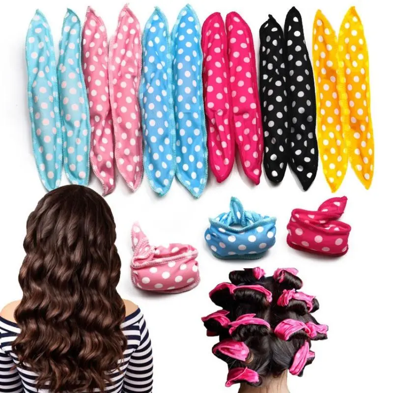 Polka Dot Pattern Hair Curler, 10pcs/set No Heat Hair Curler, Sleeping ...