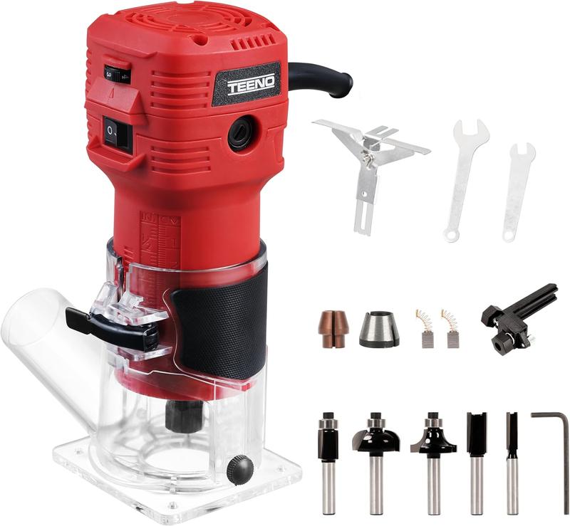 TEENO Wood Router, 650W 110V Compact Router Tools for Woodworking ...