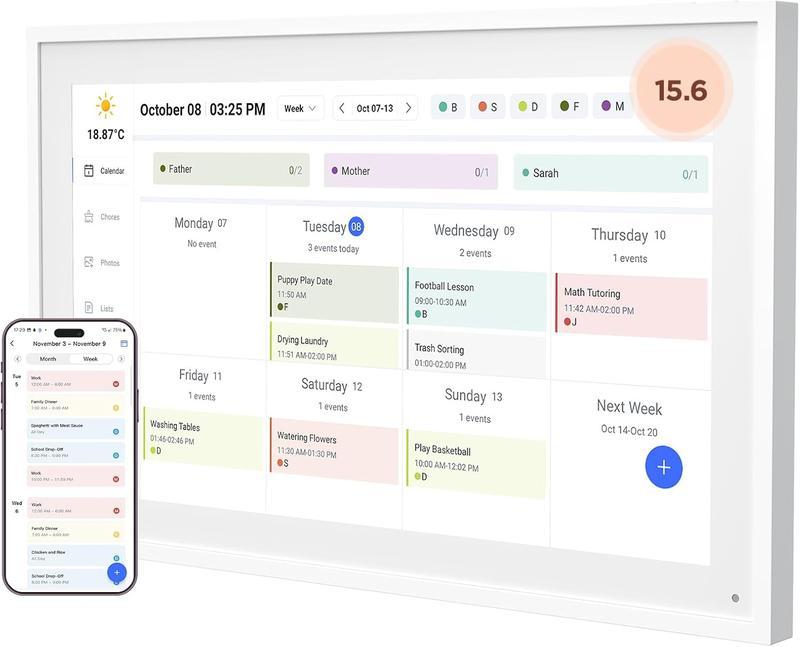 Calendar: 15-inch Wall Planner Digital Calendar & Chore Chart, Smart ...