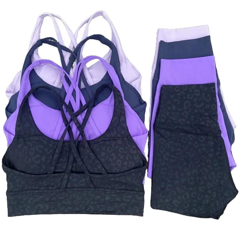 Yoga Clothes Set 2 Piece Gym Shorts Set Women Back Bra Waist Shorts ...