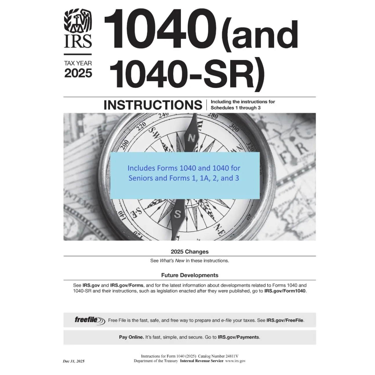 2025 IRS 1040 and 1040-SR Instructions and forms, including Schedule 1 ...