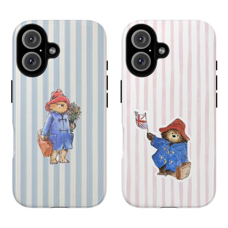 Paddington Bear London Phone Case Set – Blue & Pink Stripe Design with ...