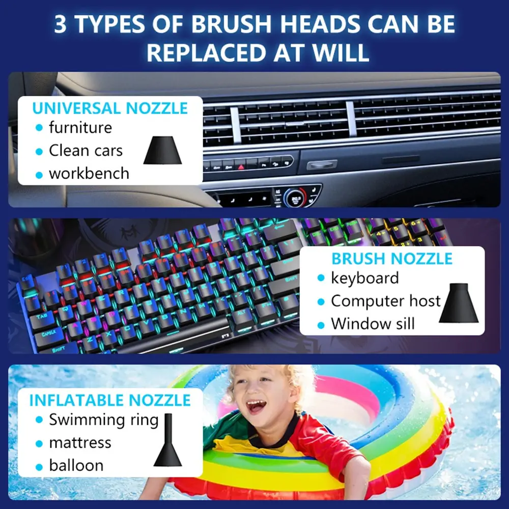 Electric Air Duster USB Rechargeable Blower For Car Snow Dust Keyboard ...