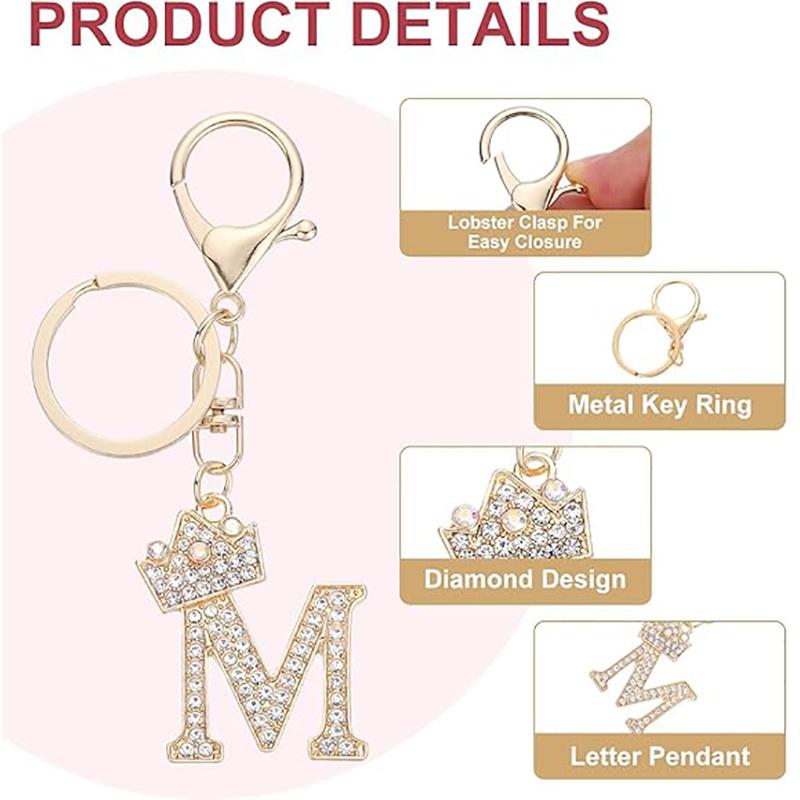 Queen (Three-Piece Set) Alphabet Ladies Diamond Sparkling Keychain ...