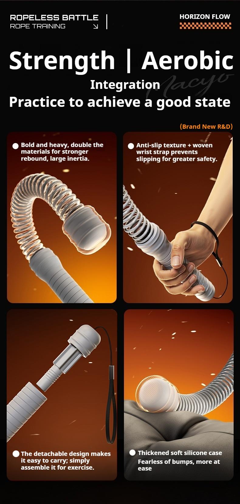 Cordless Spring Fitness Battle Rope for Home Gym Ideal for Men & Women ...