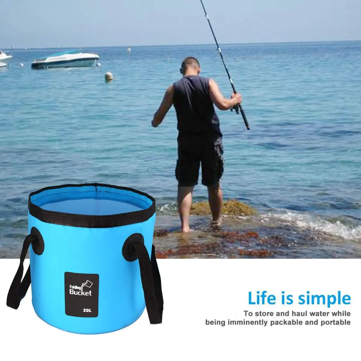 Collapsible Bucket with Handle, 5 Gallon Container Folding Water Bucket ...
