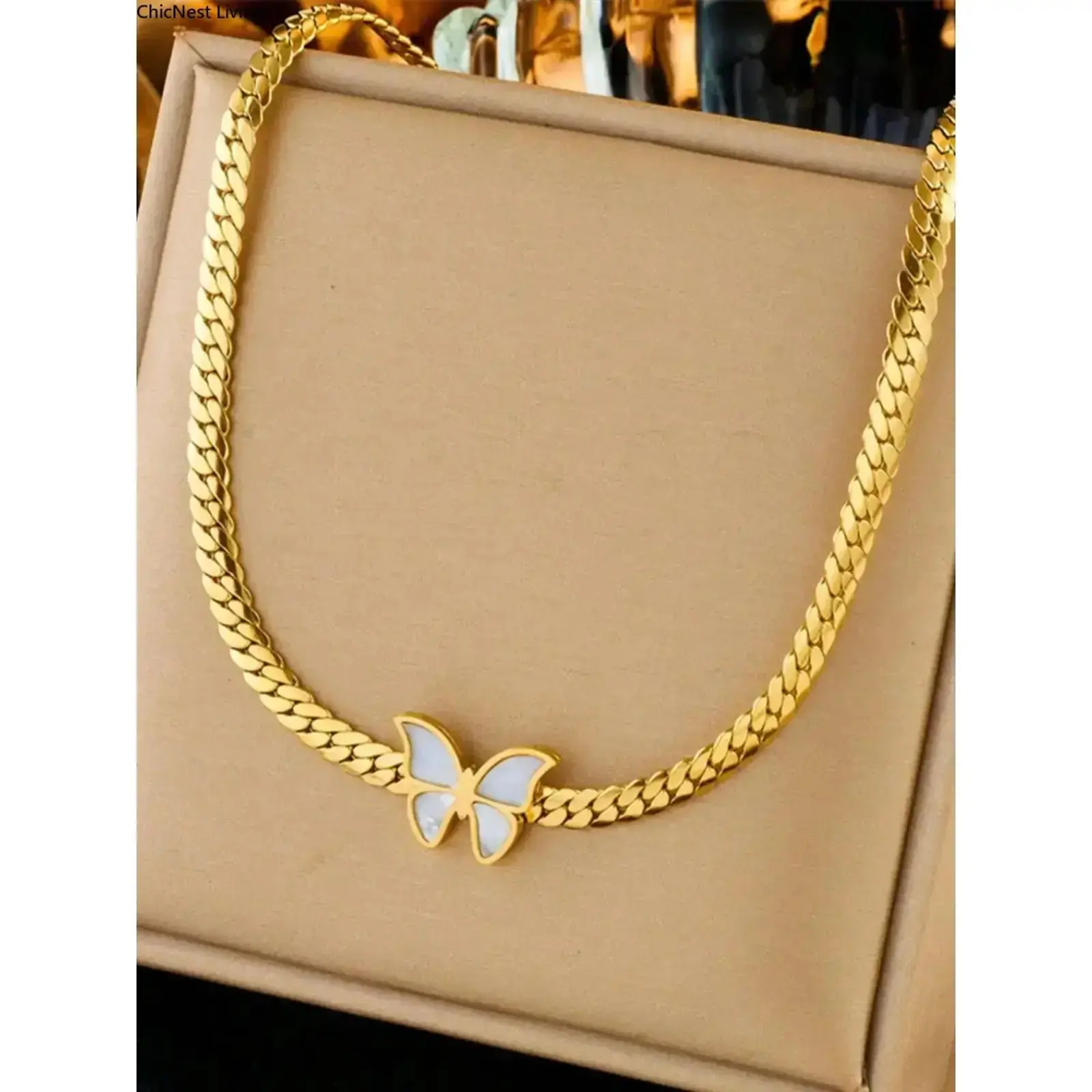 Women's 2-Piece Butterfly Stainless Steel Jewelry Set, Gold Plated ...