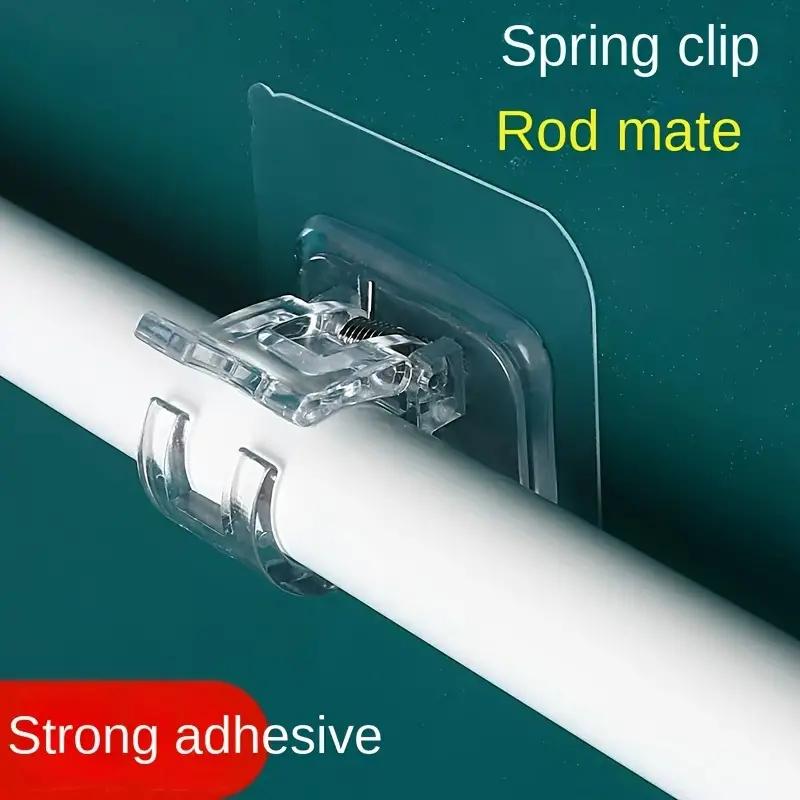 1 pack of 8 Clear Self Adhesive Curtain Rod Brackets, Plastic Rod ...