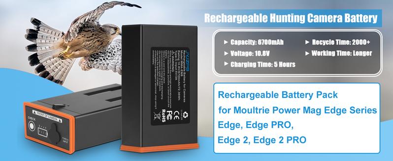 2 Packs Rechargeable Battery Pack for Moultrie EDGE Series 6700mAh 10 ...