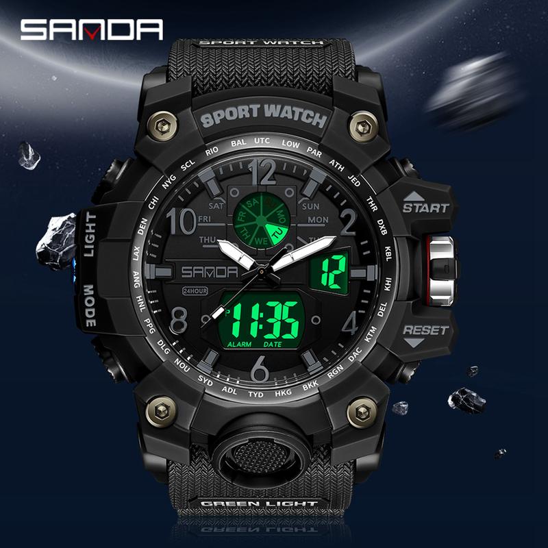 SANDA 3169 Sports Casual Waterproof LED Display Multifunctio - TikTok Shop