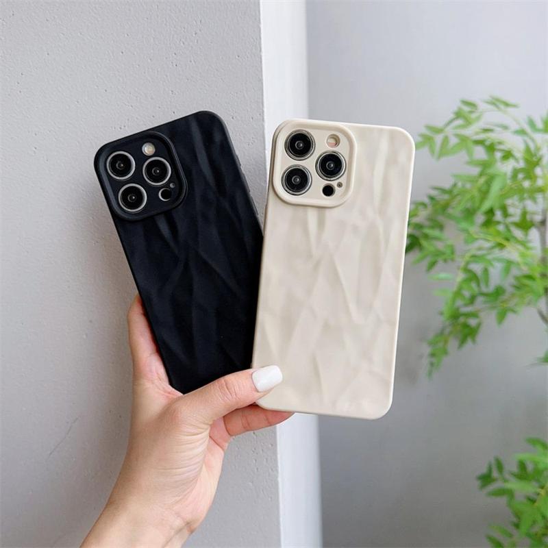 Solid Color Pleated Phone Case (1 Pair), Anti-fall Fully Edged Mobile ...