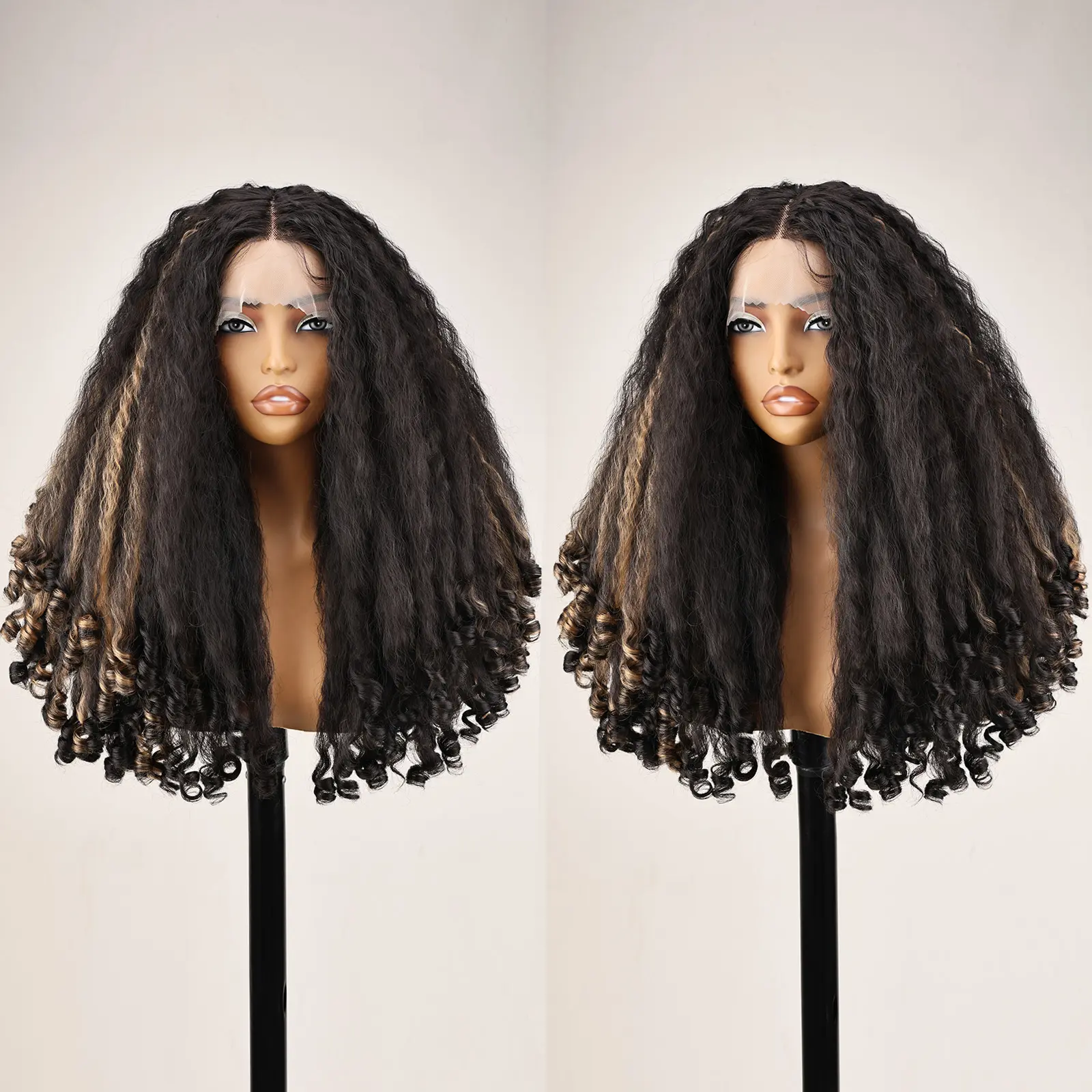 FABÉLLE 20Inch Kinky Afro Curly Wig Glueless Natural Pre Plucked ...