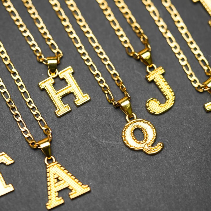 1pc 18K Gold Plated Alloy Monogram Letter Pendant Necklace, A-Z Initial ...