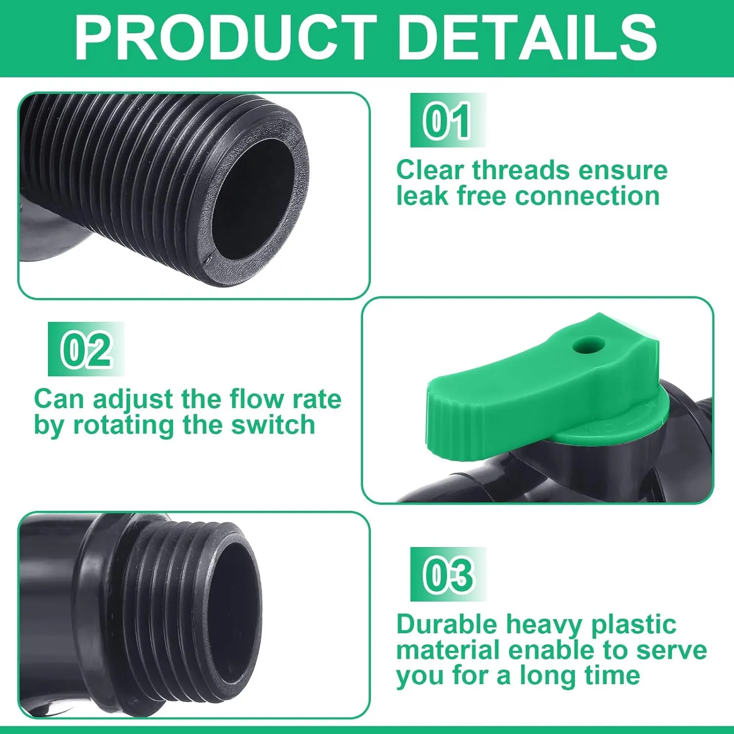 3 Sets Rain Barrel Spigot Kit 3/4" High Flow Water Barrel Faucet 3/4 ...