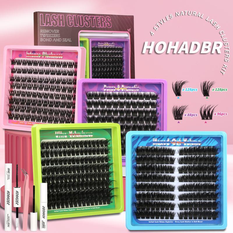 4 Styles Lash Clusters Kit, Volume/ Mega/ Full/ Fluffy Ultra Eyelash ...