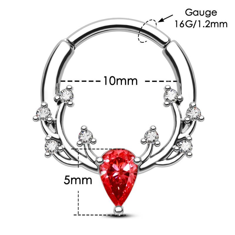 Oufer 16G Christmas Rudolph Wreath AAA+ Grace CZ Hinged Segment Septum ...