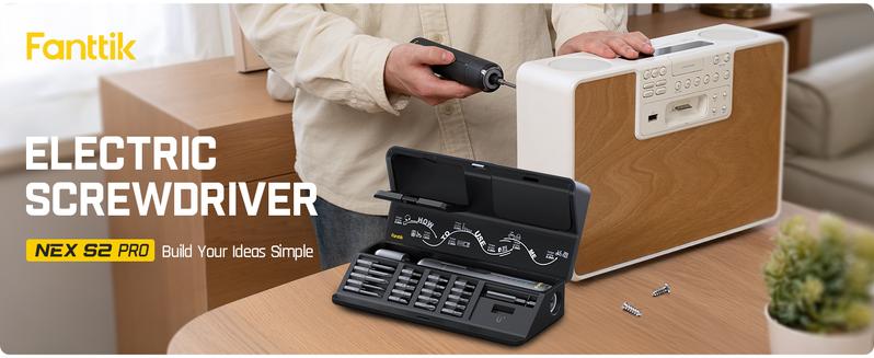 Fanttik S2 Pro 3.7V Electric Screwdriver, Cordless Screwdriver Set, 7 ...