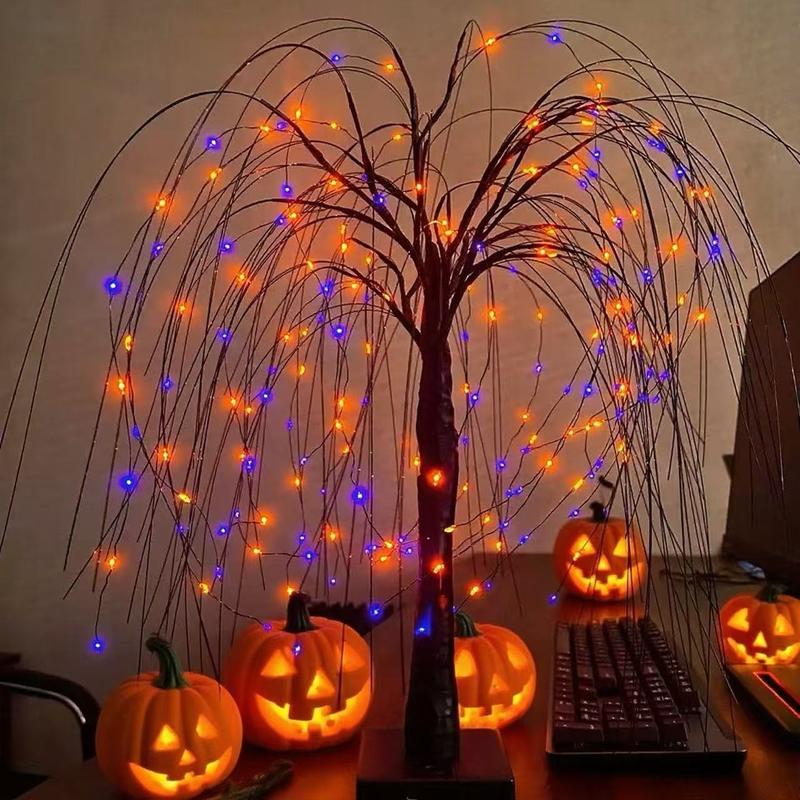 Halloween Willow Tree Lights , Purple and Orange LED Lights, Spooky ...