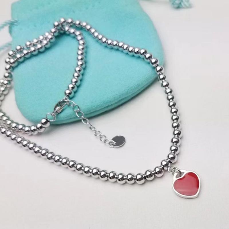 Double Color Heart Pendant Necklace For Women Girls Elegant Fashion ...