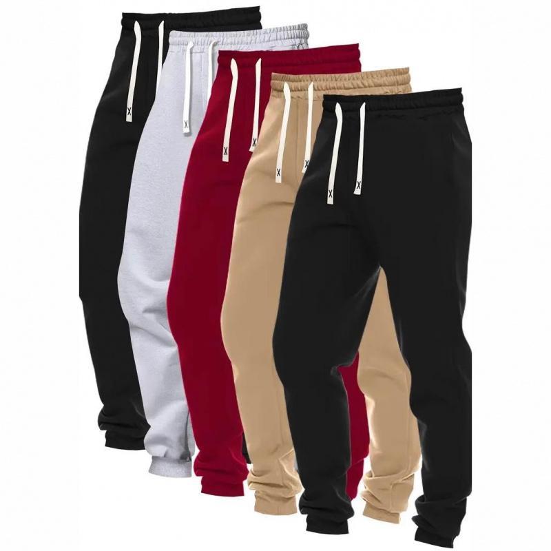 5-Pack Men'S Solid Color Sweatpants,Polyester Knit Fabric,Regular Fit ...