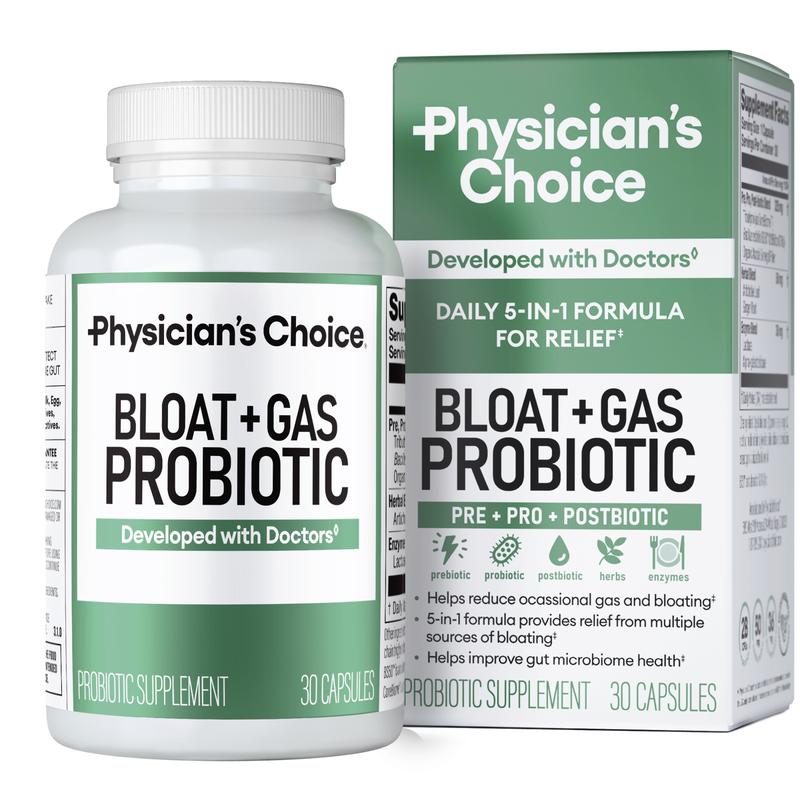 Physician's Choice Bloat & Gas Probiotic with Lactase, Enzymes ...