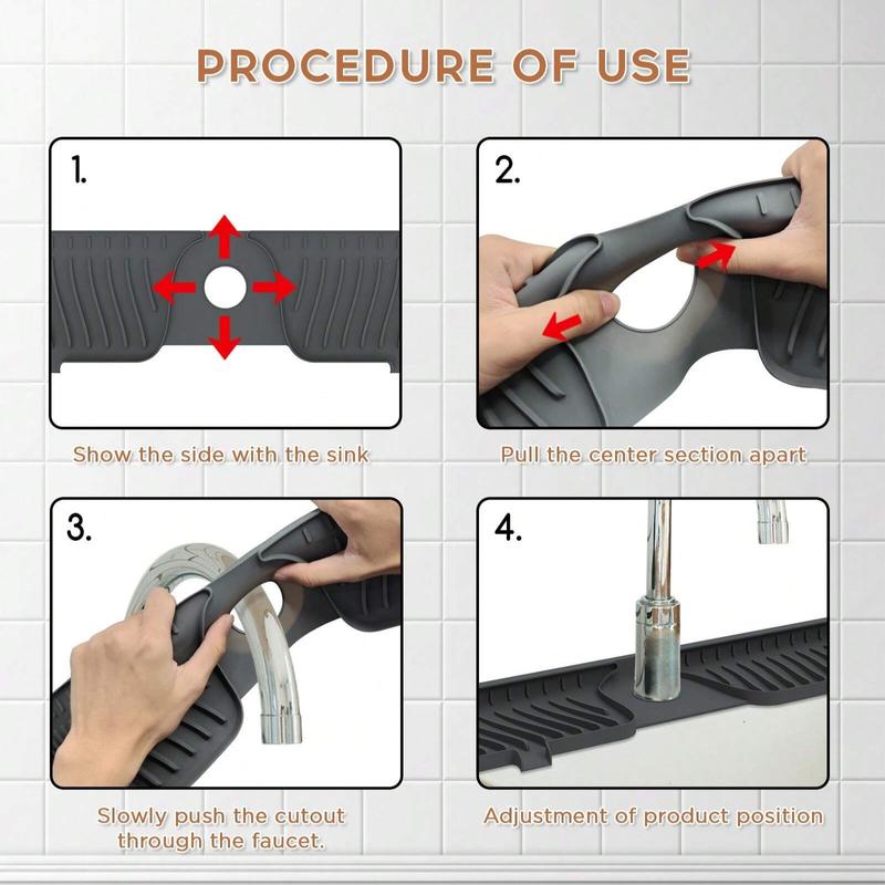 Kitchen Sink Faucet Mat, Silicone Foldable Splash Guard, Button Lock ...