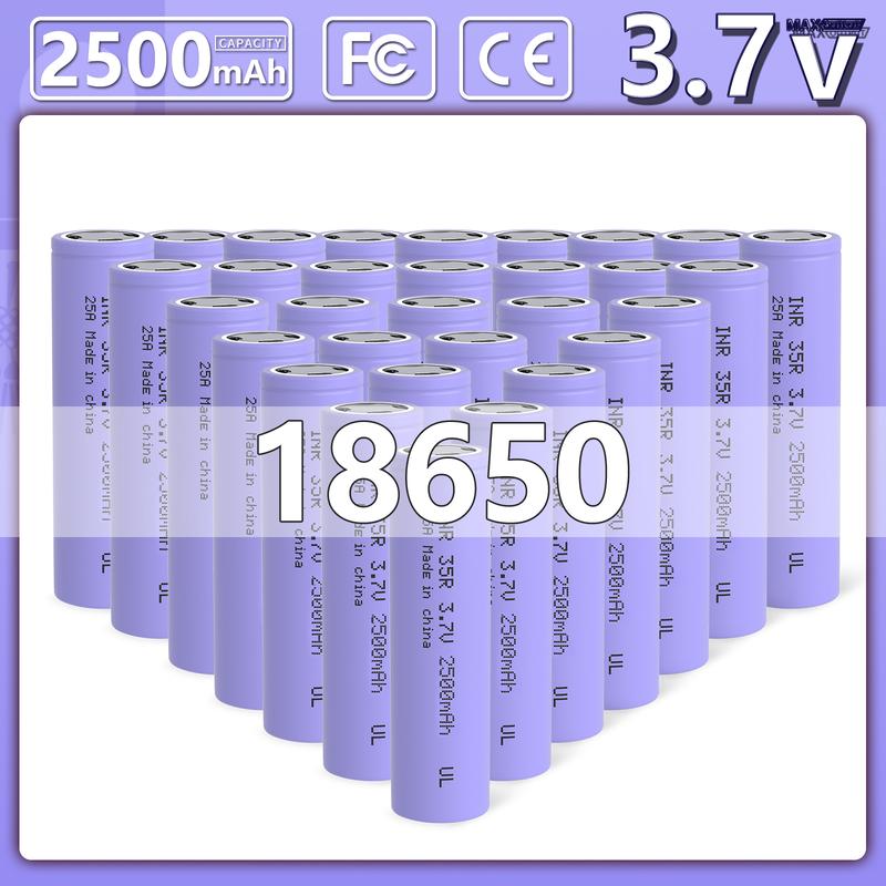 32PCS 3.7V 2500mAh 18650 Rechargeable Li-ion Battery for Flashlights ...