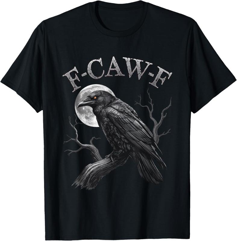 [100% Cotton] Black Crow, F-Caw-F Funny Black Bird moon Gothic Adult ...