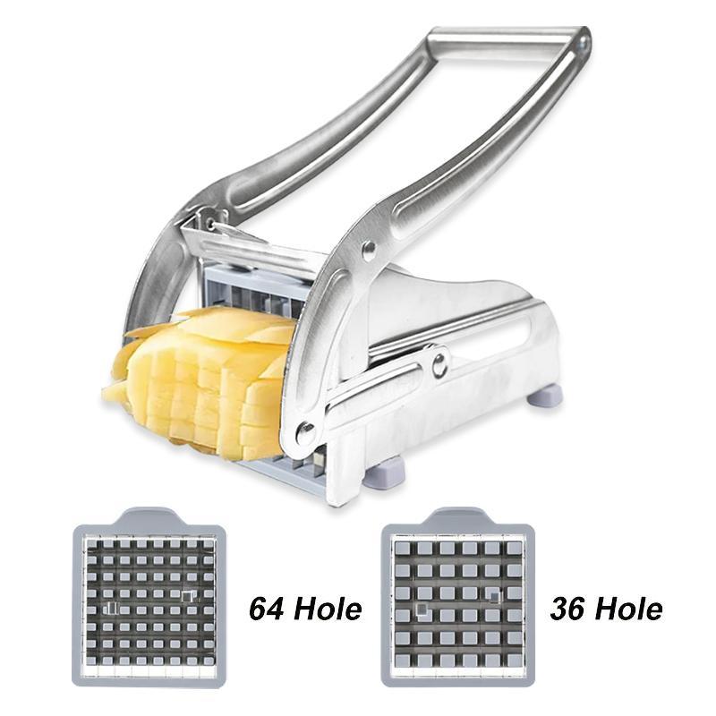 Manual French Fry Cutter with 2 Blades,Stainless Steel Potato Slicer ...
