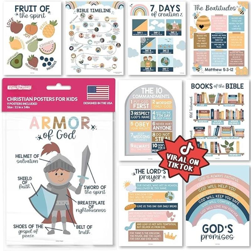 Bible Posters for Kids – 9 Boho Christian Classroom Decor Posters ...