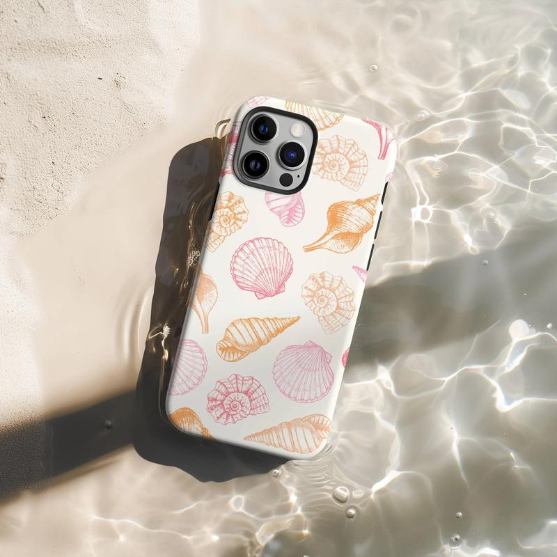 Seashell Engraving Pattern Phone Case | Pastel Pink and Orange Conch ...