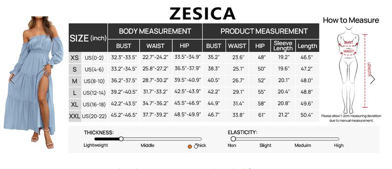 ZESICA Women's 2025 Boho Sexy Off Shoulder Long Sleeve Smocked High ...