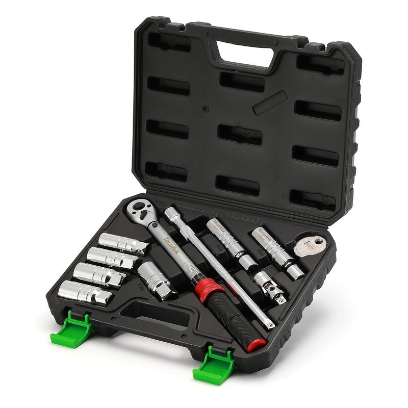 11Pcs 3/8" Drive Spark Plug Socket Set with Click Torque Wrench, Spark ...