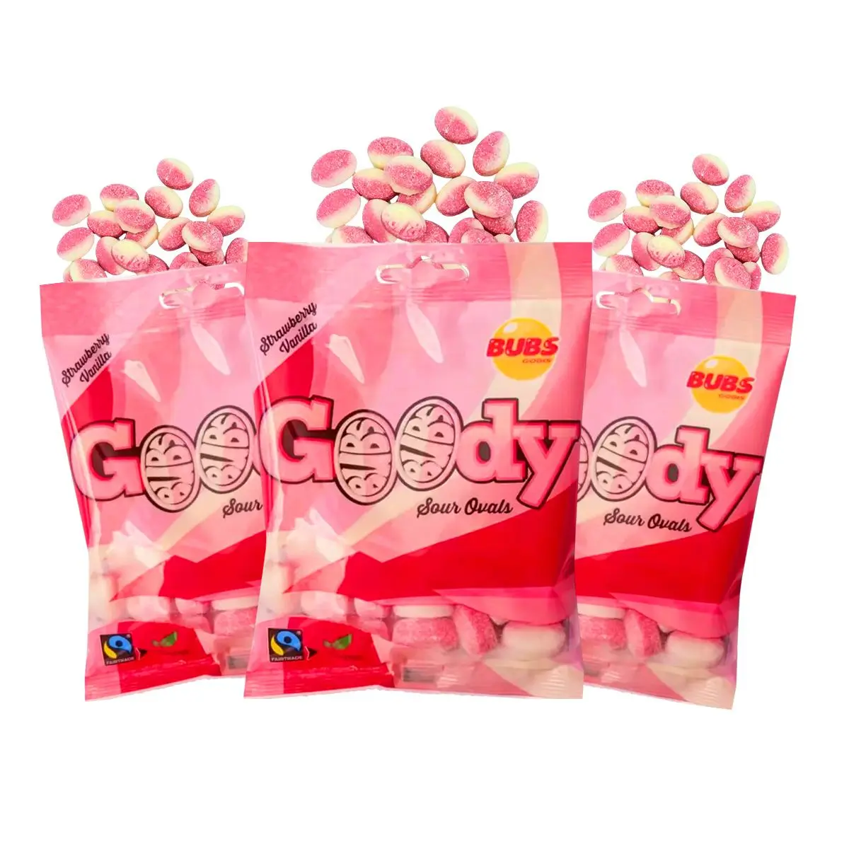 Bubs Goody Ovals Swedish Candy 3 Pack - Vegan Strawberry Vanilla Flavor ...