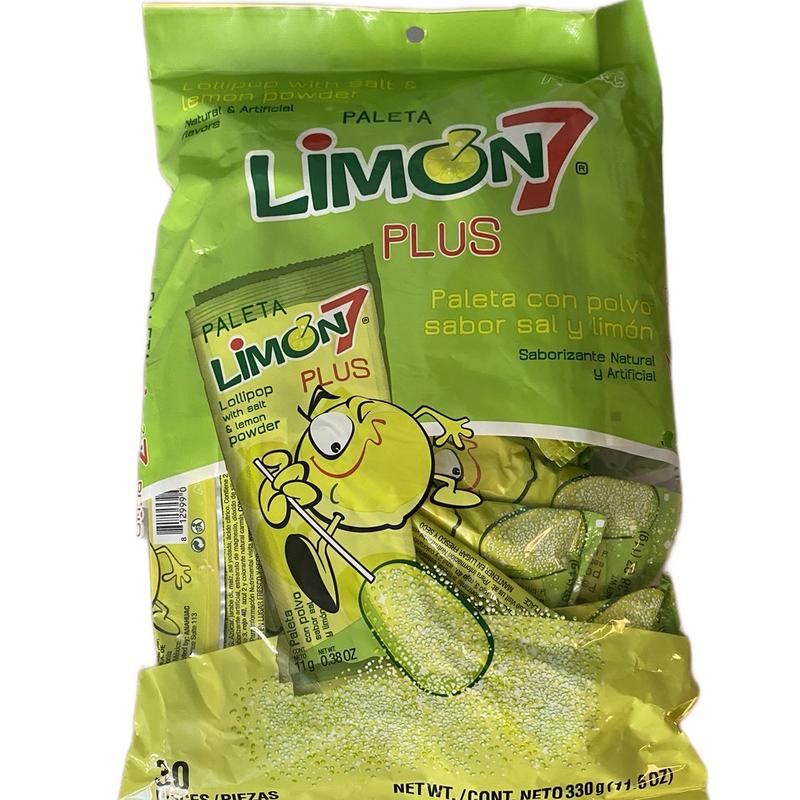 Limon 7 Plus Lollipop with Salt and Lemon Powder 30 Pieces Sweet Candy ...