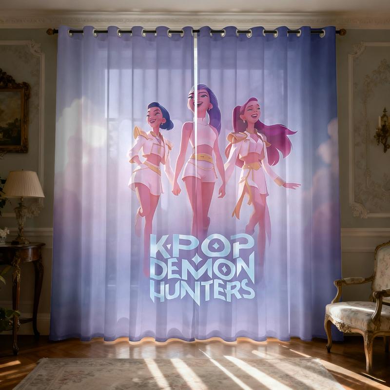 2 panels K-pop Demon Hunters AnimeGirls Printed Filter Curtains Panel ...