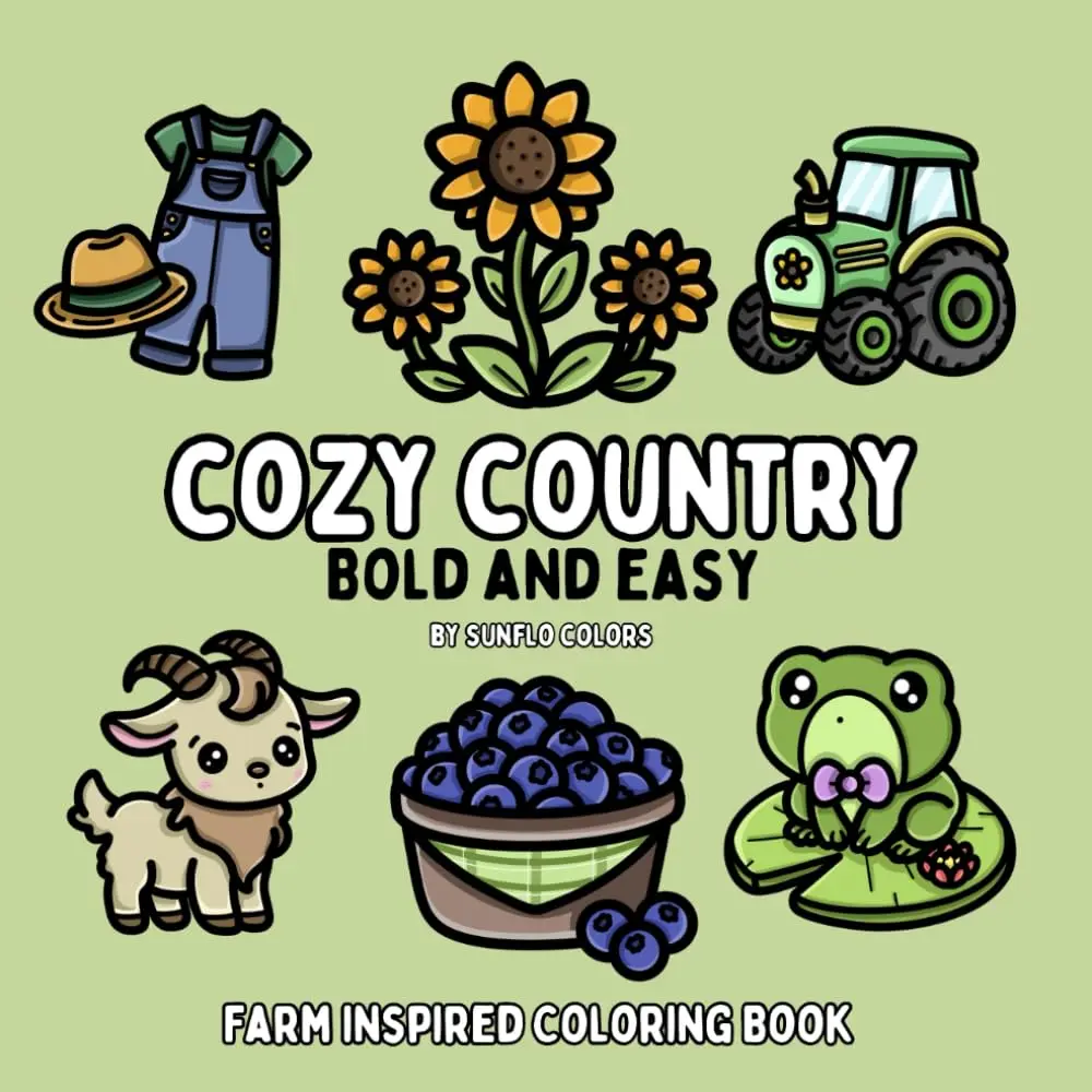 Cozy Country: Farm Inspired Bold and Easy Coloring Book for Adults or ...