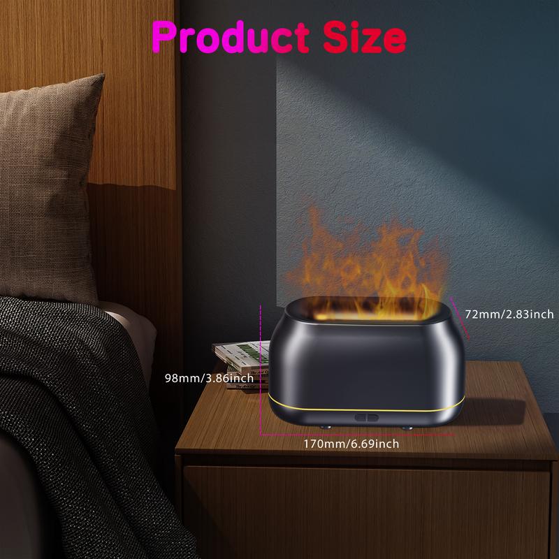 Silent 7-Color LED Flame Essential Oil Diffuser, Auto-Off Humidifier ...