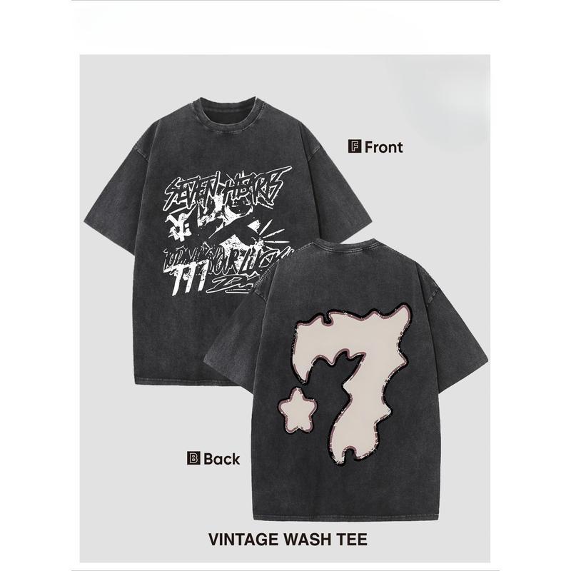 Couple Matching Vintage Wash Printed T Shirt Graffiti Design ...