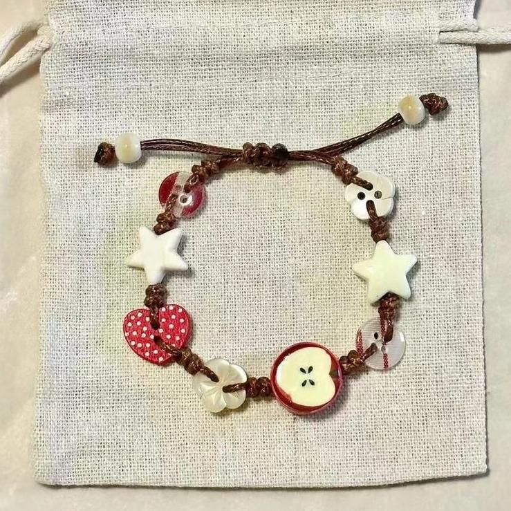 Adjustable Handmade Apple Bracelet with Star Charms – Chic Summer ...