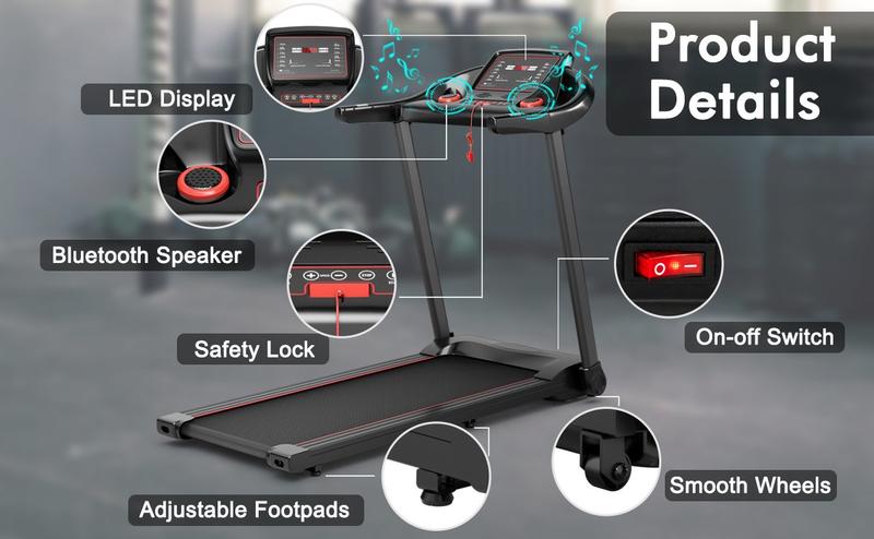 COSTWAY 7.5/8MPH Folding Treadmill, Portable Electric Superfit ...