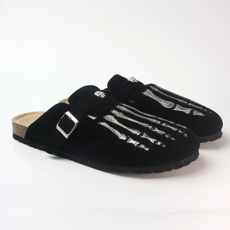 Skeleton Mule Slides - Gothic Punk Slip-On Shoes| Edgy Daily Style ...