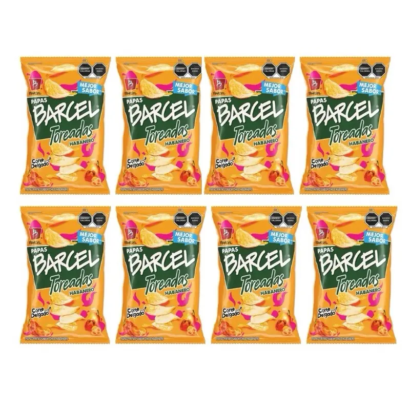 Barcel Toreadas Habanero Papas - Pack of 8 - 45g Each - Spicy Potato ...