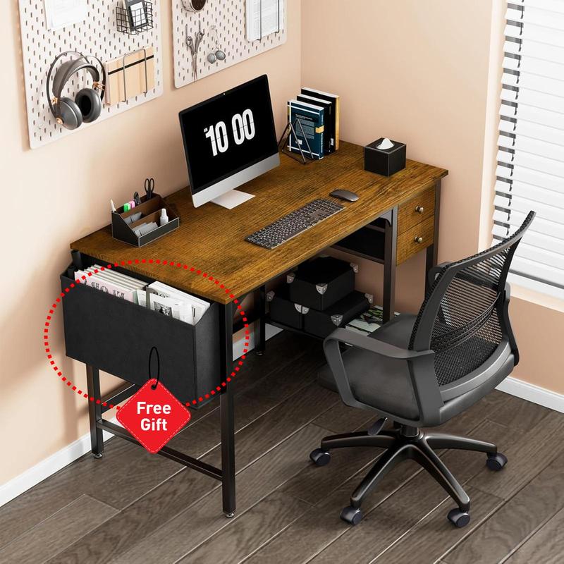 Lufeiya Computer Desk with Drawers - 40 Inch Work Reversible Small Desk ...