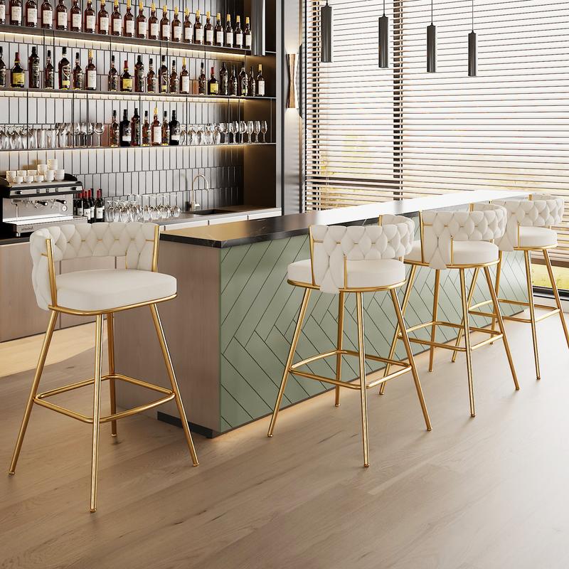 Bar Stools Set of 2/4 Counter Height Upholstered Morden Barstools with ...