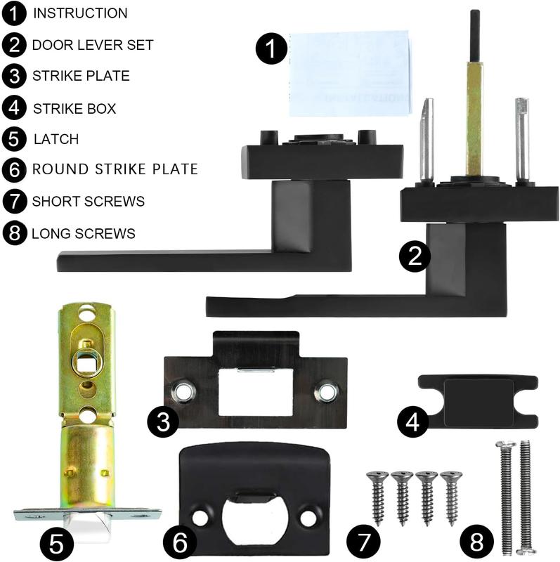 Passage Door Lever, 10 Pack Matte Black Interior Door Handles for ...