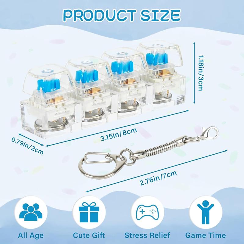 1/2/3 PCS Keyboard Fidget Toy, Keyboard Fidget Keychain 4-in-1 Keyboard ...