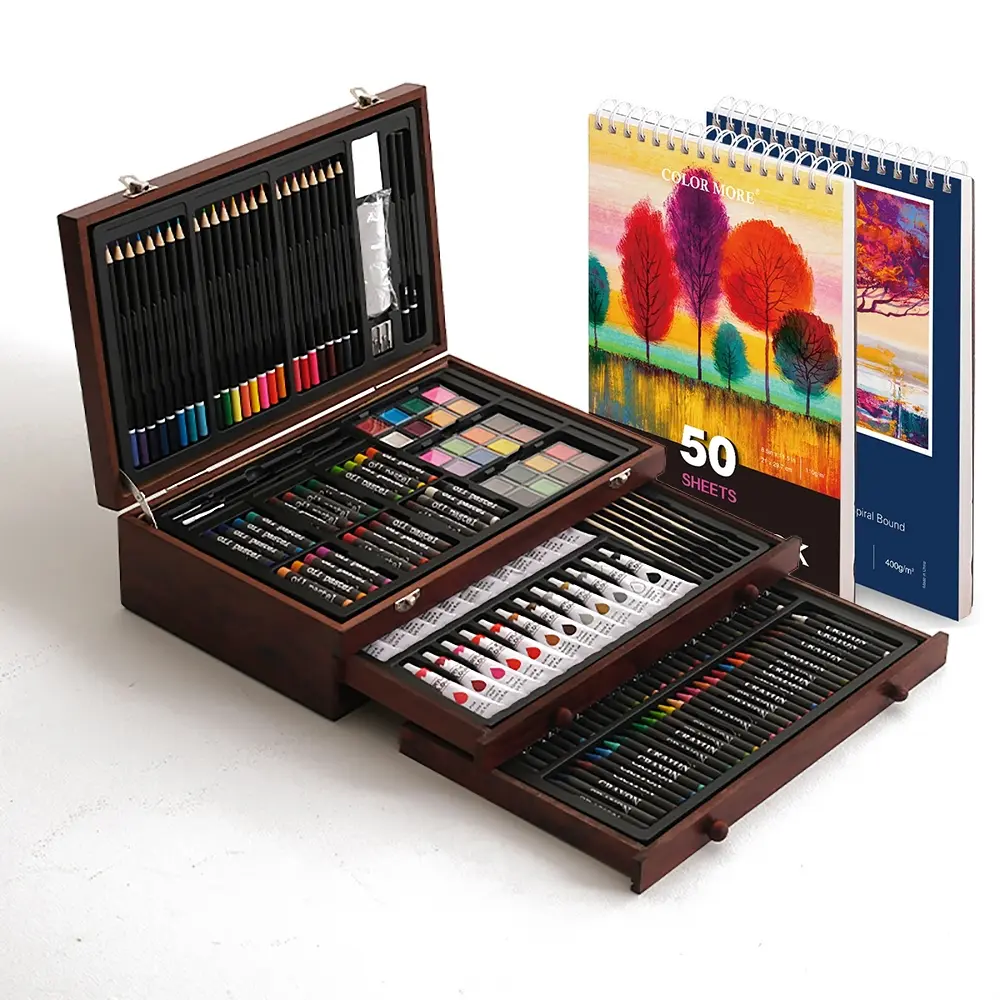 175 Piece Luxury Art Set with 2 Sketchbooks, Acrylic Paints, Crayons ...