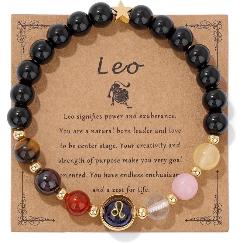 12 Constellations Healing Crystal Stone Beads Zodiac Bracelet Birthday ...