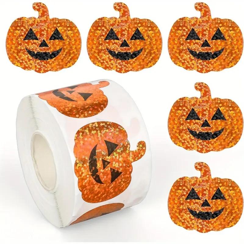 500 Piece Holographic Pumpkin Face Stickers, Reusable Self-Adhesive ...